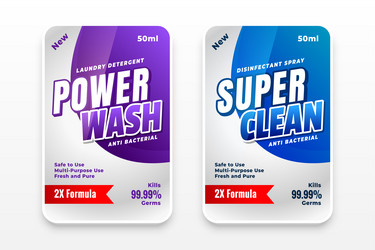 Extra clean detergent labels stickers design set Vector Image
