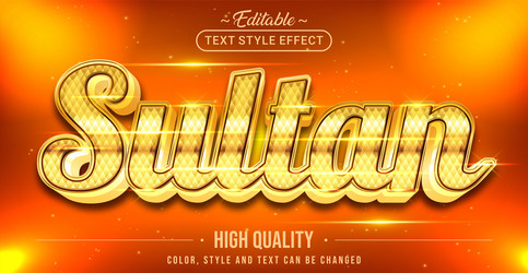 Editable text style effect - sultan text style Vector Image