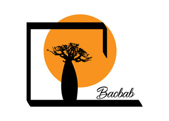 Boab or baobab tree isolated logo tree silhouette Vector Image