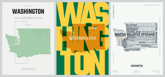 4 50 sets us state posters with name Royalty Free Vector