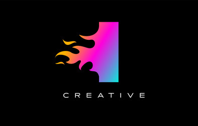 I letter flame logo design fire lettering Vector Image