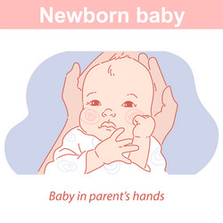 Logotype mother with newborn baby on hands Vector Image