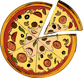 Pizza pepperoni drawing doodle Royalty Free Vector Image