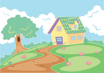 A house in nature Royalty Free Vector Image - VectorStock