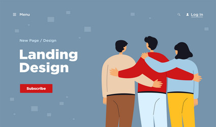 Back view of team members standing together Vector Image