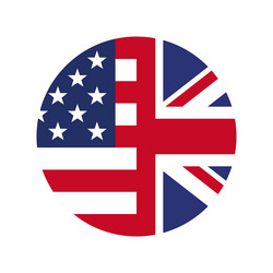Usa uk flags round english language icon Vector Image