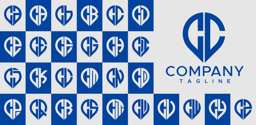 Abstract half circle letter cc c logo design set Vector Image