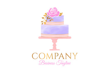 Gold cake logo design Royalty Free Vector Image