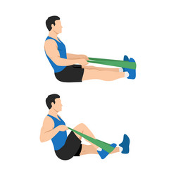 Man doing seated resistance knee flexion exercise Vector Image