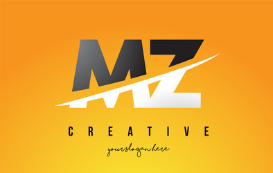 Mz m z letter modern logo design with yellow Vector Image