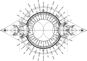 Triple moon pagan wicca moon goddess symbol three Vector Image