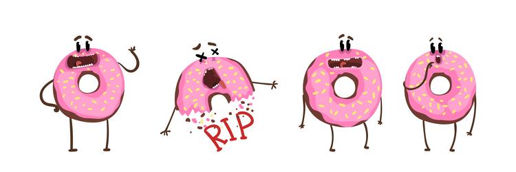 Funny donuts characters set sweet humanized Vector Image
