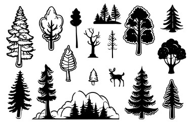 Sketch drawing trees for landscape design Vector Image
