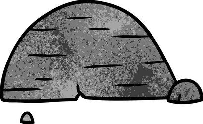 Textured cartoon doodle of grey stone boulder Vector Image