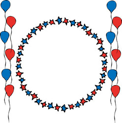 Circle frame of stars with balloons greeting Vector Image