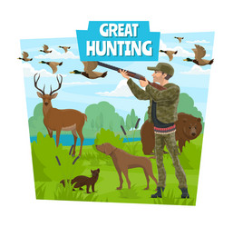 Wild animals and wildfowl trophy hunting Vector Image