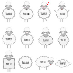 Blank sign template with cute sheep on white Vector Image