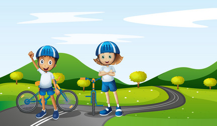 Children riding bicycle Royalty Free Vector Image