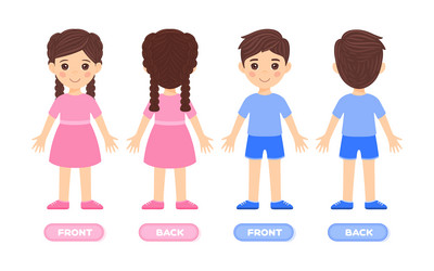 Beautiful little girl in a dress front and back Vector Image