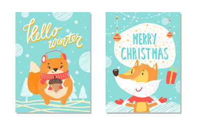 Cartoon different children enjoying winter hello Vector Image