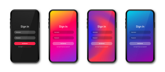 Mobile app ui sign in and sign up screens mockup Vector Image