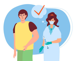 Doctor giving vaccination shot to man woman Vector Image