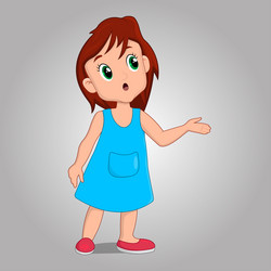 Cute little girl thinking pose 2d cartoon Vector Image