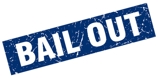 Square grunge blue bail out stamp Royalty Free Vector Image