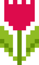 8 bit pixel flower tulip Royalty Free Vector Image
