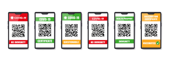 Covid test certificate green pass qr code Vector Image