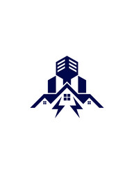 Electric building logo logo design with building Vector Image