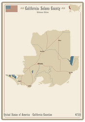 Map of solano county in california usa Royalty Free Vector