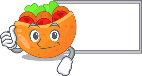 With board cartoon fried falafel is ready eat Vector Image