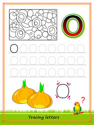 Tracing letter o worksheet for kids Royalty Free Vector