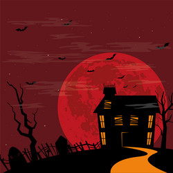 Dark night with horror house Royalty Free Vector Image