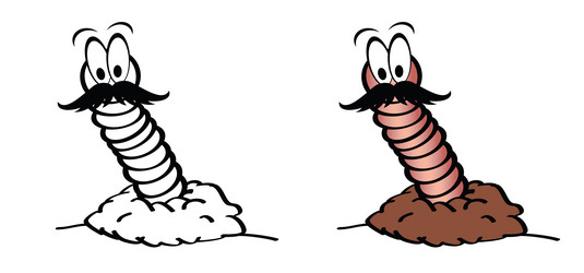 Worm with moustache or beard crawling Royalty Free Vector