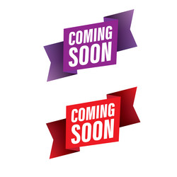 Coming soon ribbon set banner Royalty Free Vector Image