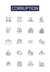 Bribery and corruption line icons signs Royalty Free Vector