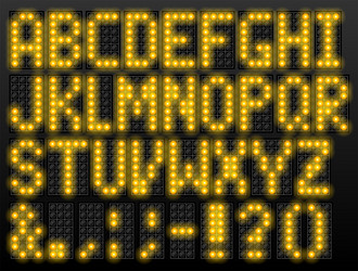 Led digital font based on dot-matrix technology Vector Image