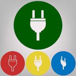 Electrical socket sign 4 white styles Royalty Free Vector