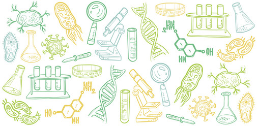 Biology title sketch doodle background Royalty Free Vector