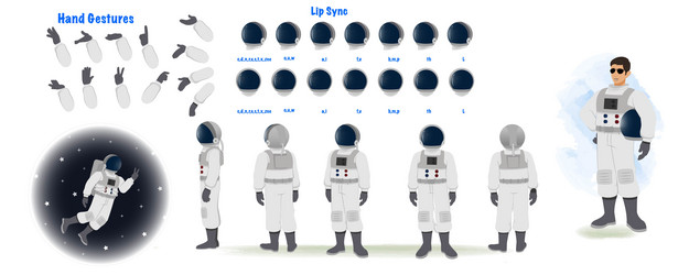 An astronaut model sheet space character creation Vector Image