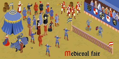 Isometric medieval flowchart Royalty Free Vector Image