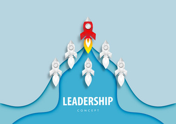 Rocket leadership concept with paper art Vector Image
