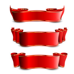 Three red ribbons with gold stripes Royalty Free Vector