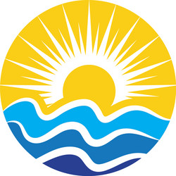 Sun and water waves design elements Royalty Free Vector