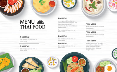 Thai food restaurant menu template flat design Vector Image