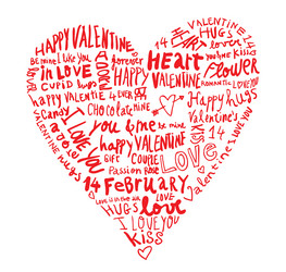 Heart made of words love Royalty Free Vector Image