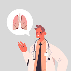 Tiny pulmonologists examining lungs flat Vector Image