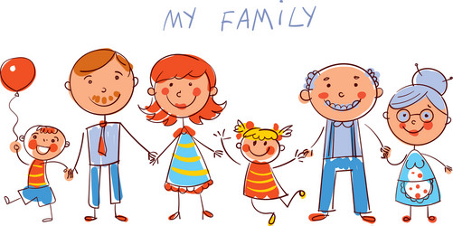 My big family posing together coloring book Vector Image